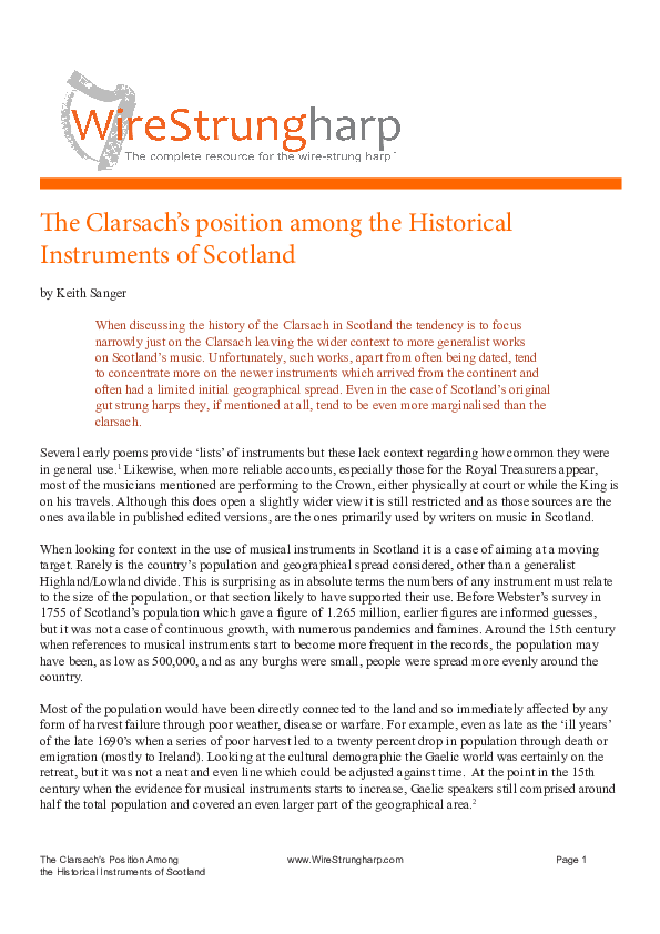 (PDF) The Clarsach's Position Among the Historical Instruments of Scotland