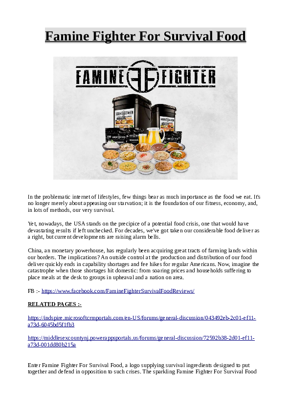 (PDF) Famine Fighter For Survival Food | SurvivalFoodFa mineFighter - Academia.edu