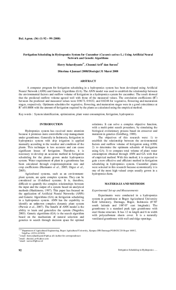 (PDF) Fertigation Scheduling in Hydroponics System for Cucumber (Cucumis sativus L.) Using ...