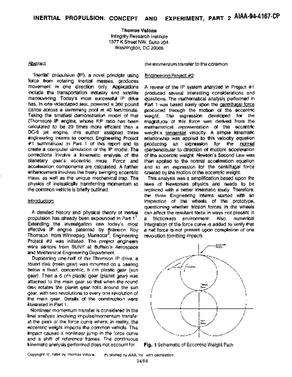 (PDF) Inertial propulsion - Concept and experiment. II