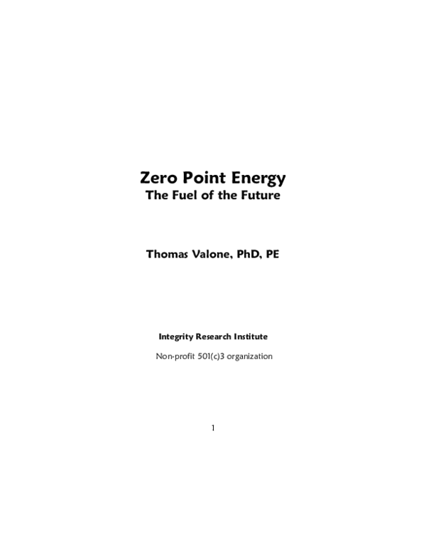 (PDF) Zero Point Energy: The Fuel of the Future