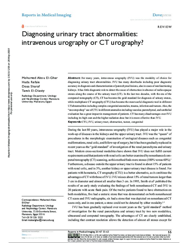 (PDF) Diagnosing urinary tract abnormalities: intravenous urography or ...