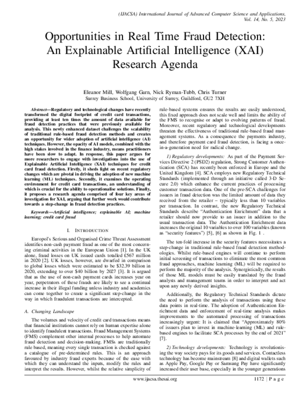 (PDF) Opportunities in Real Time Fraud Detection: An Explainable Artificial Intelligence (XAI ...