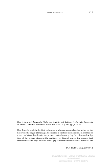 (PDF) Don Ringe, From Proto-Indo-European to Proto-Germanic: A ...