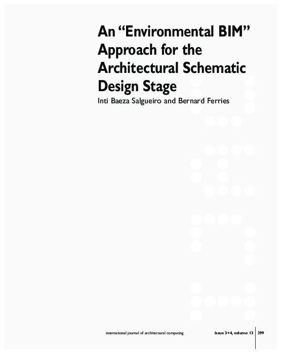 (PDF) An “Environmental BIM” Approach for the Architectural Schematic ...