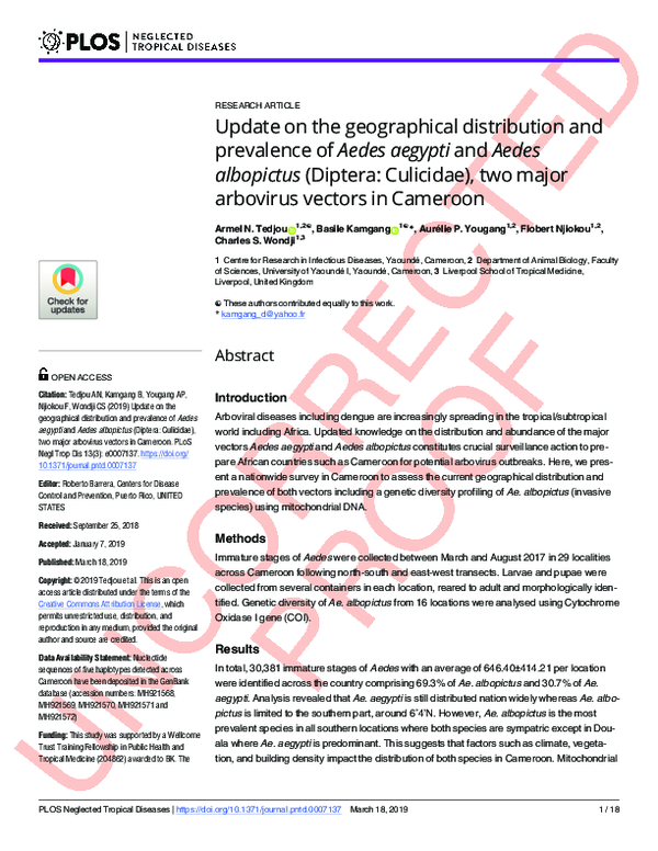 (PDF) Update on the geographical distribution and prevalence of Aedes aegypti and Aedes ...
