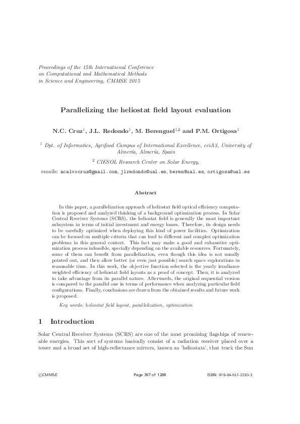 (PDF) Parallelizing the heliostat field layout evaluation