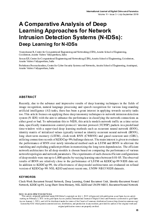 (PDF) A Comparative Analysis of Deep Learning Approaches for Network Intrusion Detection Systems ...