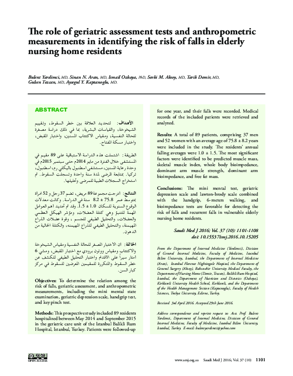 (PDF) The role of geriatric assessment tests and anthropometric ...