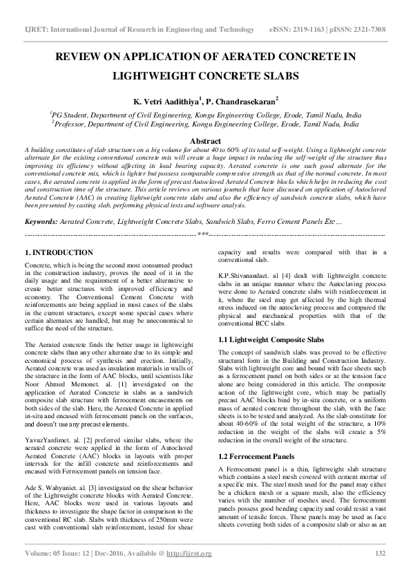 (PDF) Review on Application of Aerated Concrete in Lightweight Concrete ...