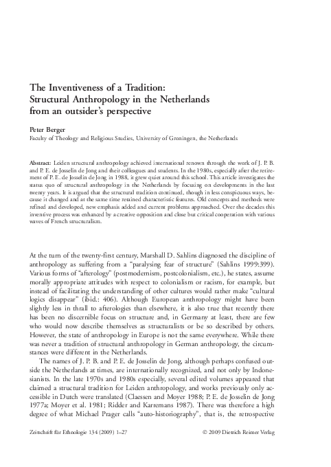 (PDF) The Inventiveness of a Tradition: Structural Anthropology in the ...