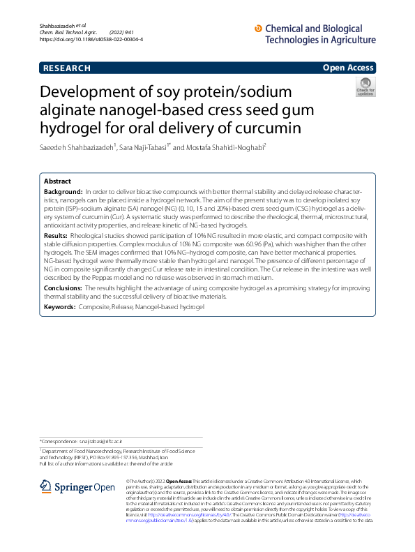 (PDF) Development of soy protein/sodium alginate nanogel-based cress seed gum hydrogel for oral ...