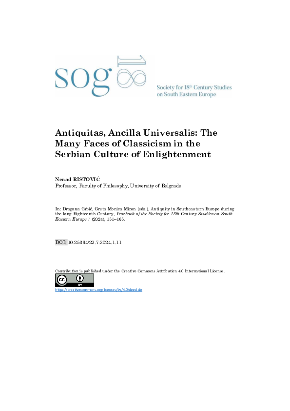 (PDF) Antiquitas, Ancilla Universalis: The Many Faces of Classicism in ...