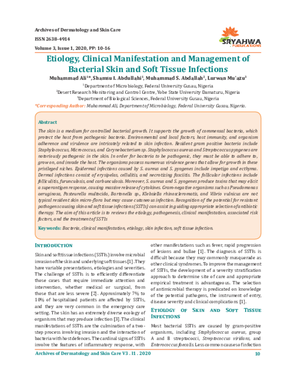 (PDF) Etiology, Clinical Manifestation and Management of Bacterial Skin ...