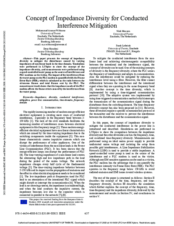 (PDF) Concept of Impedance Diversity for Conducted Interference Mitigation