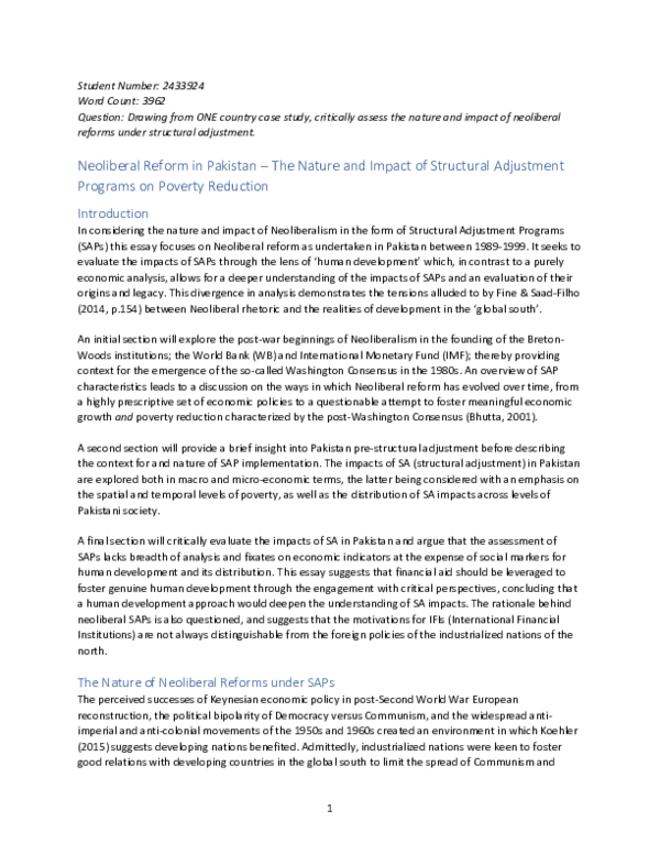 (PDF) Neoliberal Reform in Pakistan -The Nature and Impact of ...