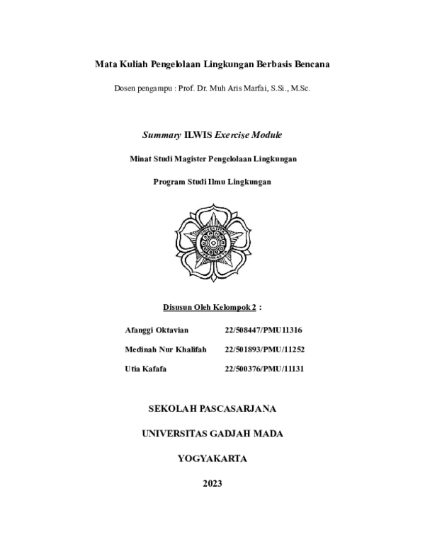 (PDF) Summary ILWIS Exercise Module