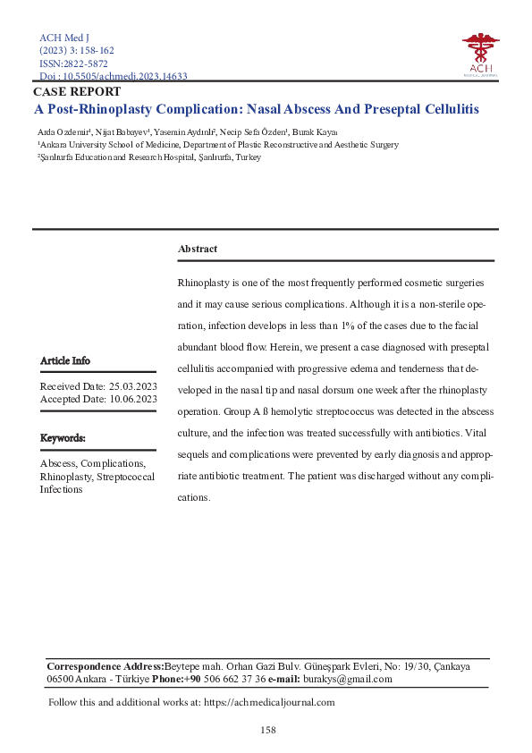 (PDF) A Post-Rhinoplasty Complication: Nasal Abscess And Preseptal ...