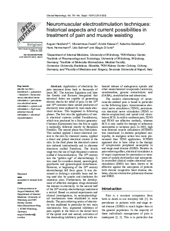 (PDF) Neuromuscular electrostimulation techniques: historical aspects ...
