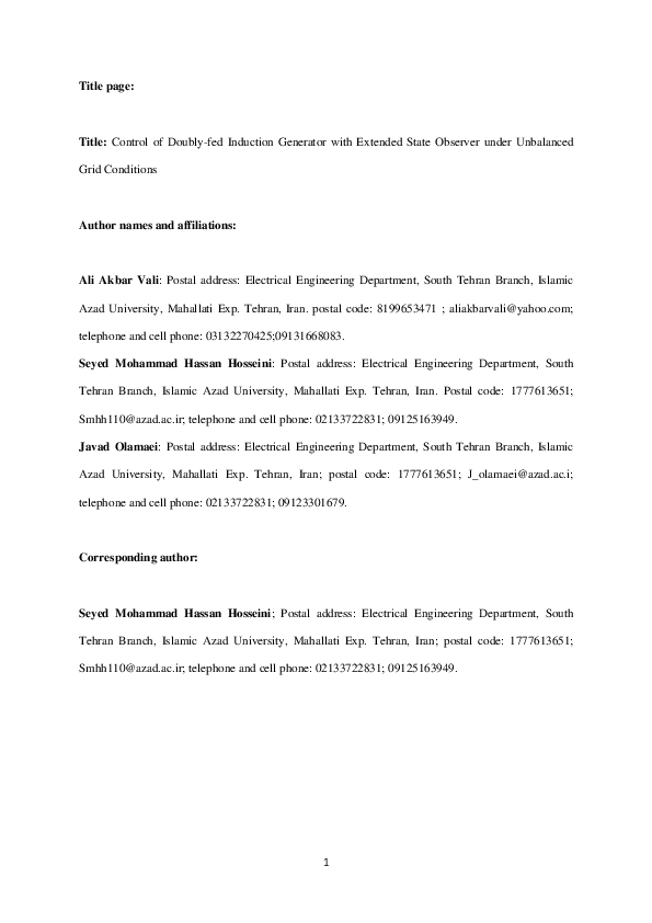 Pdf Control Of Doubly Fed Induction Generator With Maximum Power Point Tracking For Variable