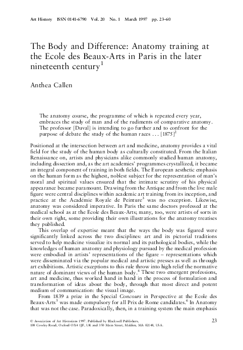 (PDF) The Body and Difference: Anatomy training at the Ecole des Beaux ...