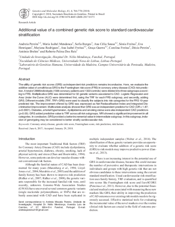(PDF) Additional value of a combined genetic risk score to standard ...