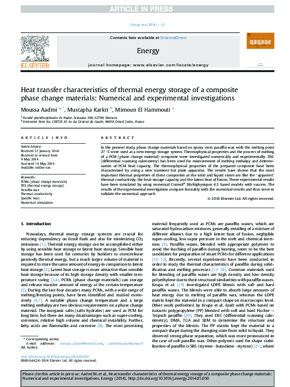 (PDF) Heat transfer characteristics of thermal energy storage of a composite phase change ...