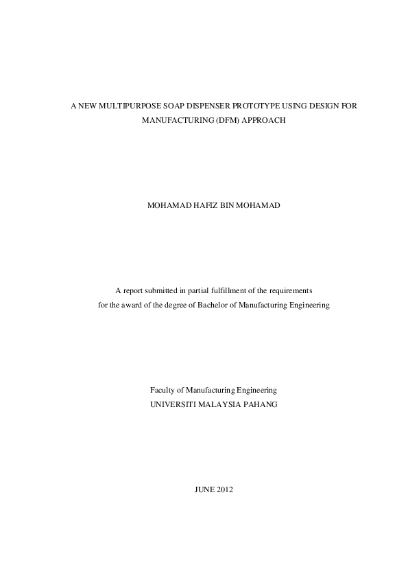(PDF) A new multipurpose soap dispenser prototype using design for ...
