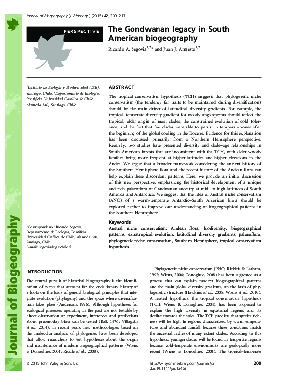 (PDF) The Gondwanan legacy in South American biogeography