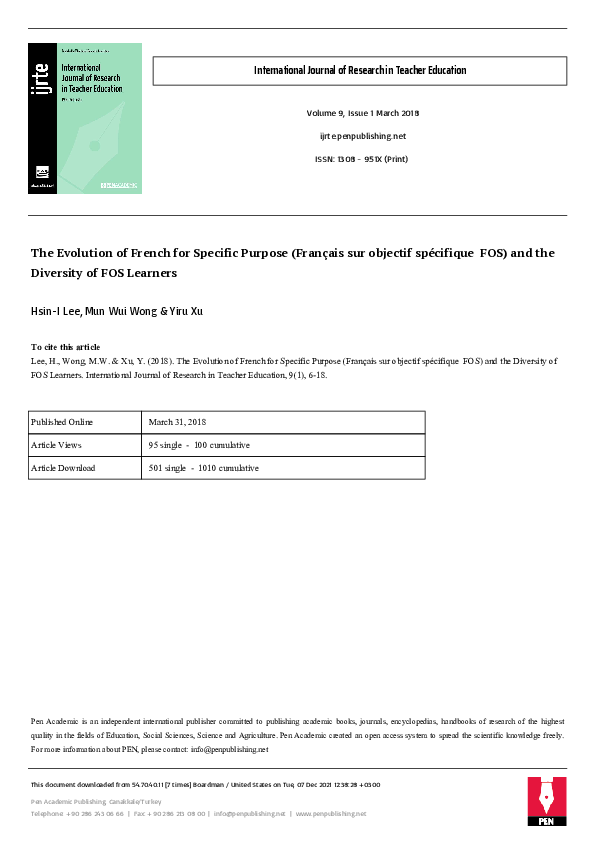 (PDF) The Evolution of French for Specific Purpose (Français sur ...
