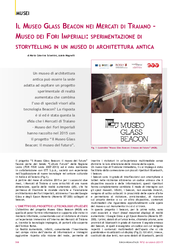 (PDF) Il Museo Glass Beacon nei Mercati di Traiano – Museo dei Fori ...