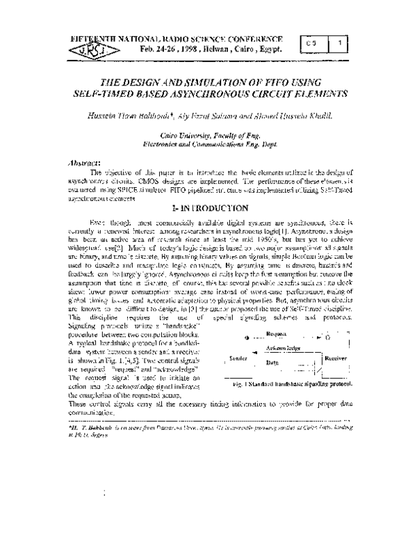 Pdf The Design And Simulation Of Fifo Using Self Timed Based Asynchronous Circuit Elements