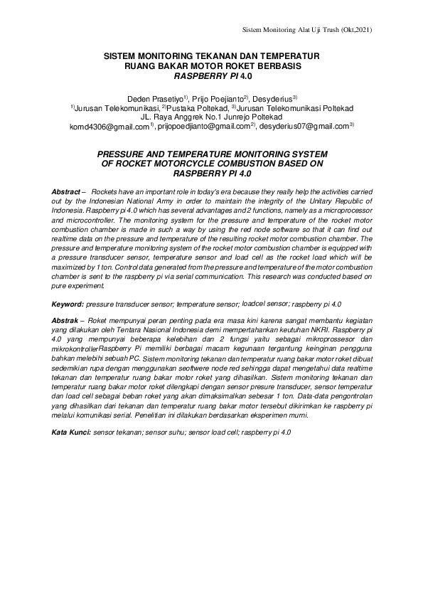 (PDF) The PRESSURE AND TEMPERATURE MONITORING SYSTEM OF ROCKET ...