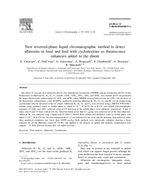 Pdf New Reversed Phase Liquid Chromatographic Method To Detect Aflatoxins In Food And Feed