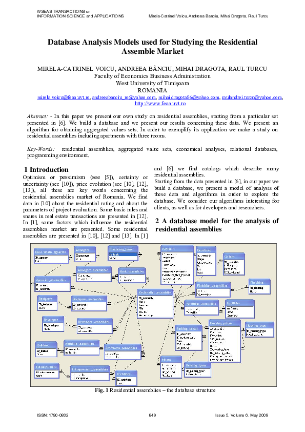 (PDF) Database analysis models used for studying the residential ...