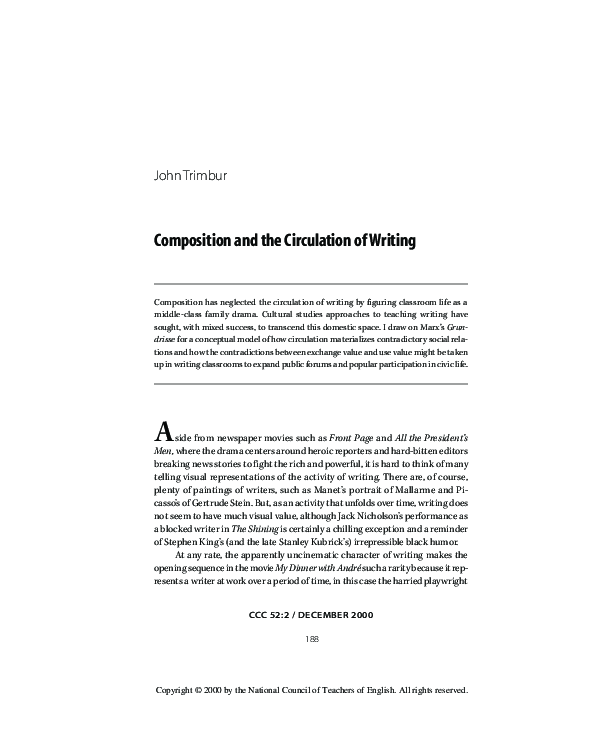 (PDF) Composition and the Circulation of Writing