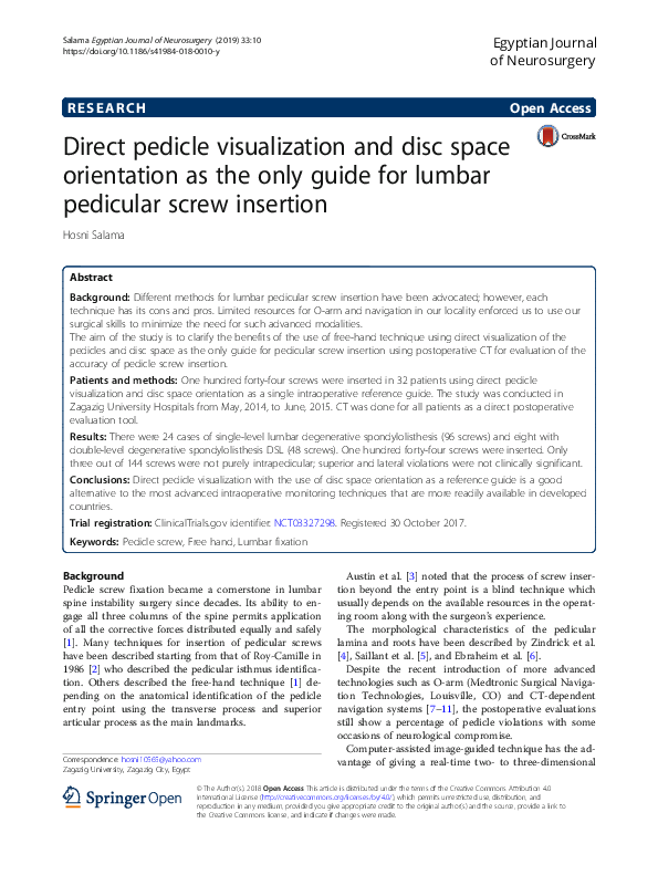 (PDF) Direct pedicle visualization and disc space orientation as the ...