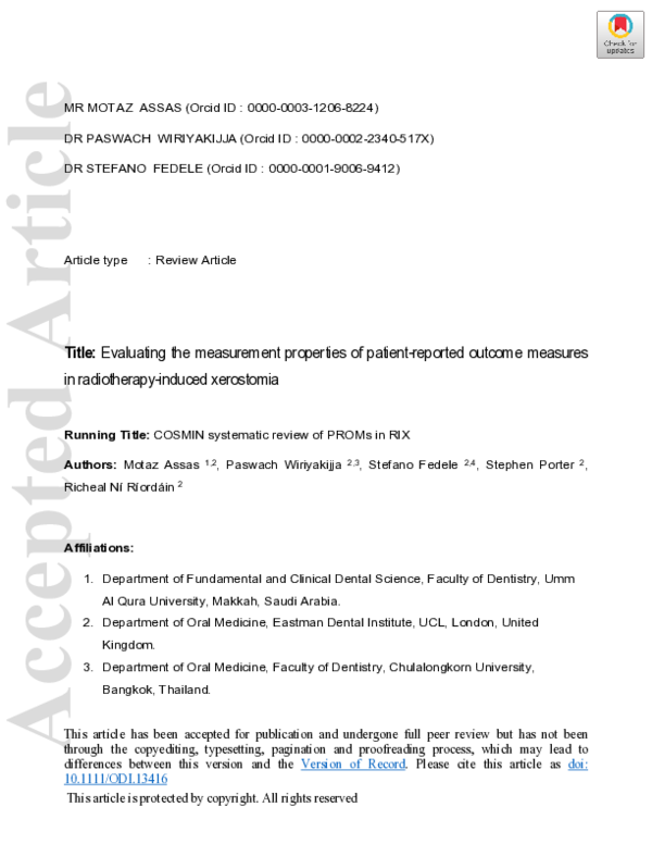 (PDF) Evaluating Measurement Properties of Patient-Reported Outcome ...