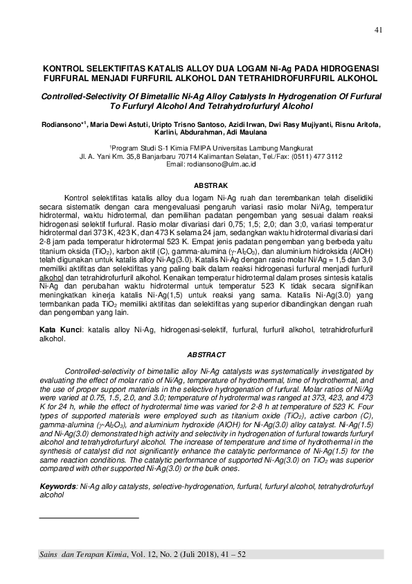 (PDF) KONTROL SELEKTIFITAS KATALIS ALLOY DUA LOGAM Ni-Ag PADA ...
