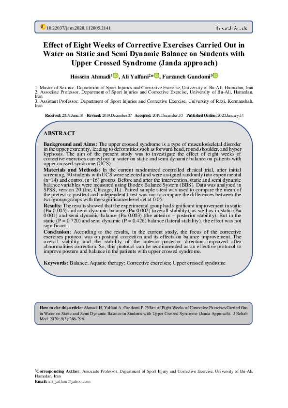 (PDF) Effect of Eight Weeks of Corrective Exercises Carried Out in ...