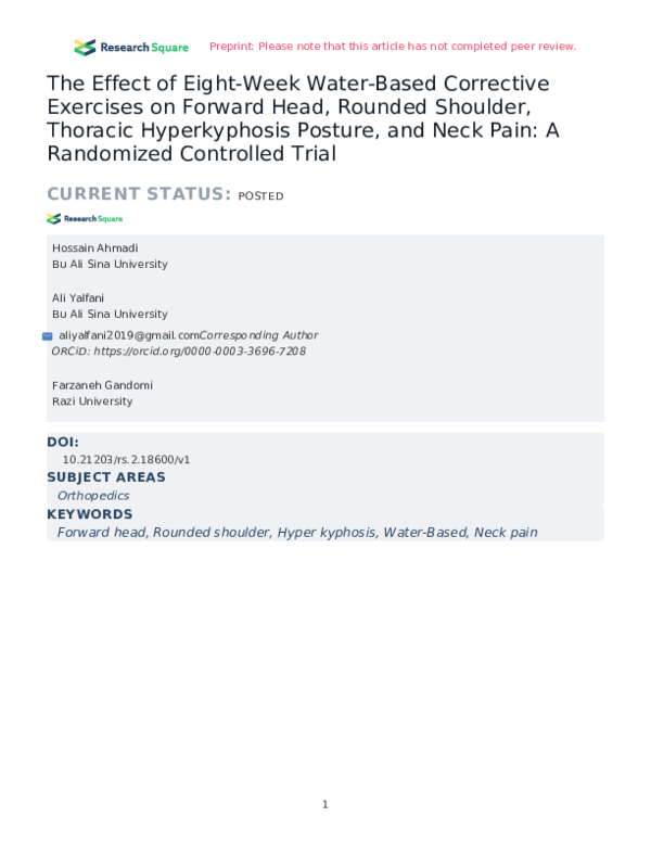 (PDF) The Effect of Eight-Week Water-Based Corrective Exercises on Forward Head, Rounded ...