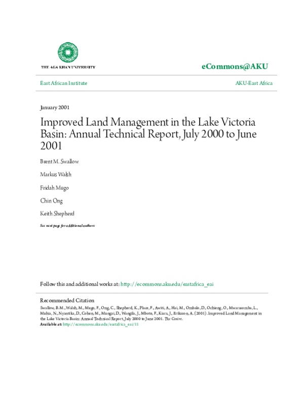 (PDF) Improved Land Management in the Lake Victoria Basin: Annual ...