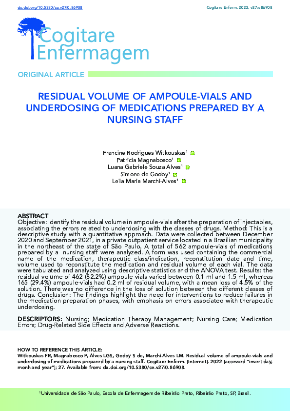 (PDF) Residual Volume of Ampoule-Vials and Underdosing of Medications ...