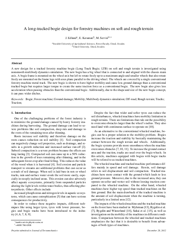 (PDF) A long-tracked bogie design for forestry machines on soft and ...