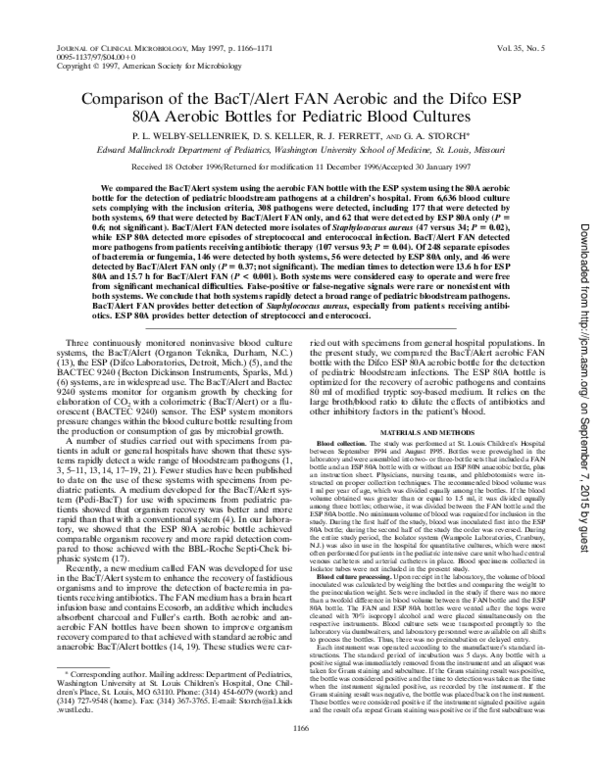 (PDF) Comparison of the BacT/Alert FAN aerobic and the Difco ESP 80A ...