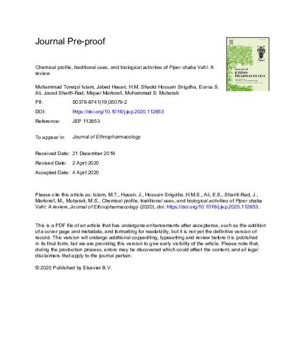 (PDF) Chemical profile, traditional uses, and biological activities of ...