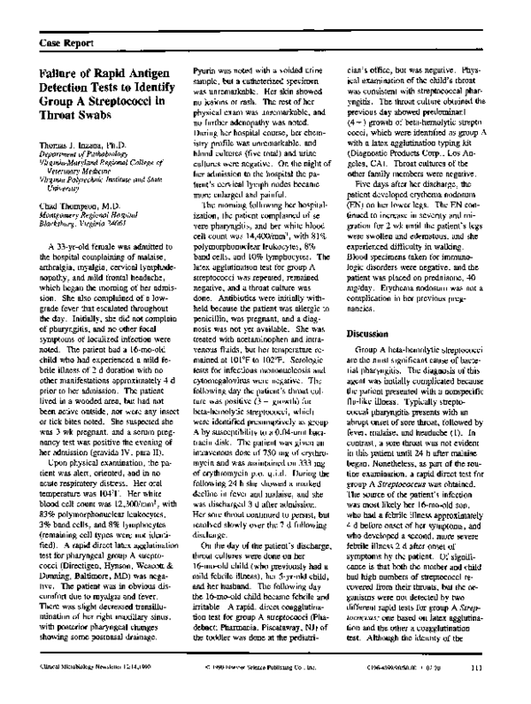 (PDF) Failure of rapid antigen detection tests to identify group A ...
