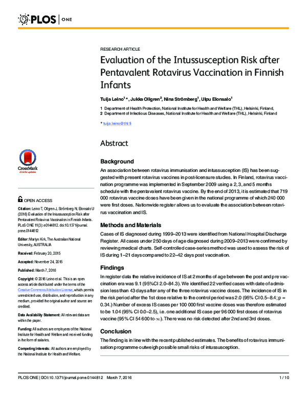 (PDF) Faculty of 1000 evaluation for Evaluation of the Intussusception ...
