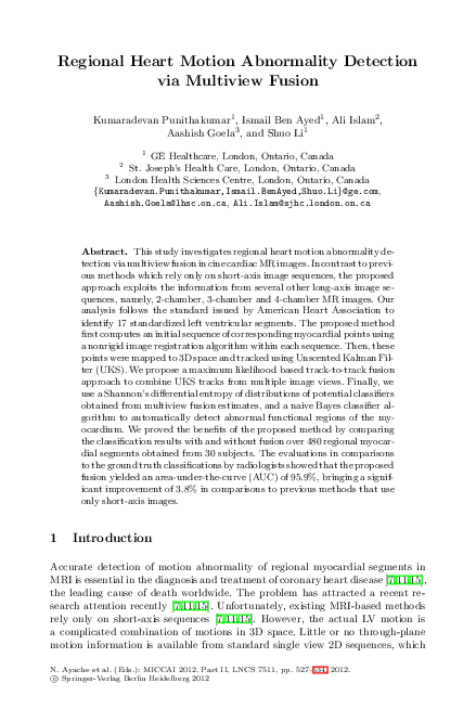 (PDF) Regional Heart Motion Abnormality Detection via Multiview Fusion