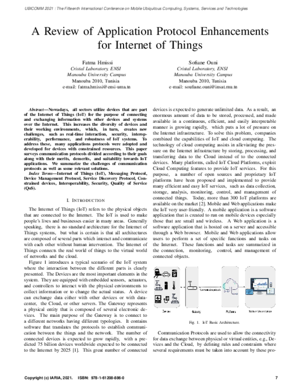(PDF) A Review of Application Protocol Enhancements for IoT